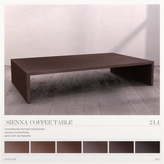 Second Life Marketplace - Onsu - "Sienna" Coffee Table